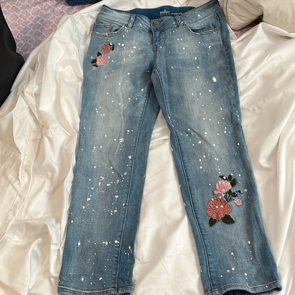 New York & Company | Jeans | Capri Jeans Light Blue Denium Splattered ...